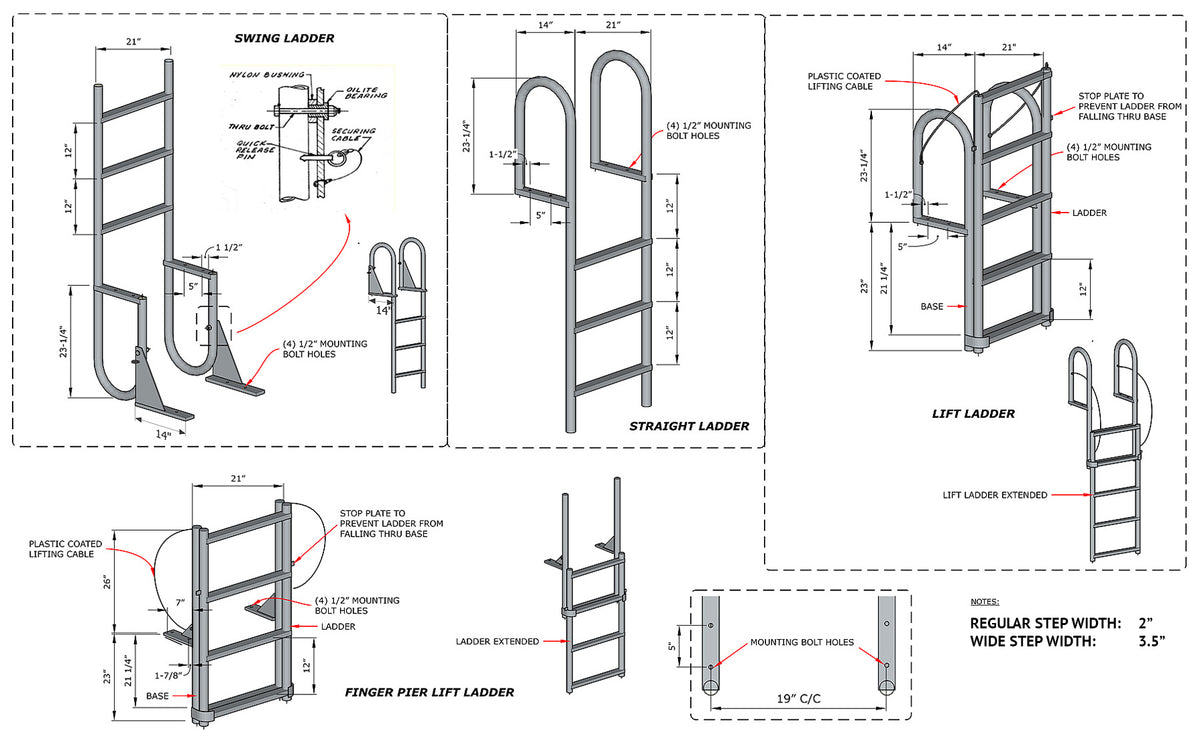 Retractable Lift Dock Ladder - Boat Dock Accessories – American Muscle ...