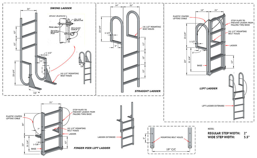 Retractable Lift Dock Ladder - Boat Dock Accessories – American Muscle ...