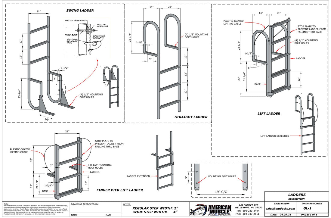 Straight Ladder - Hoop Handles - Boat Dock Accessories – American ...