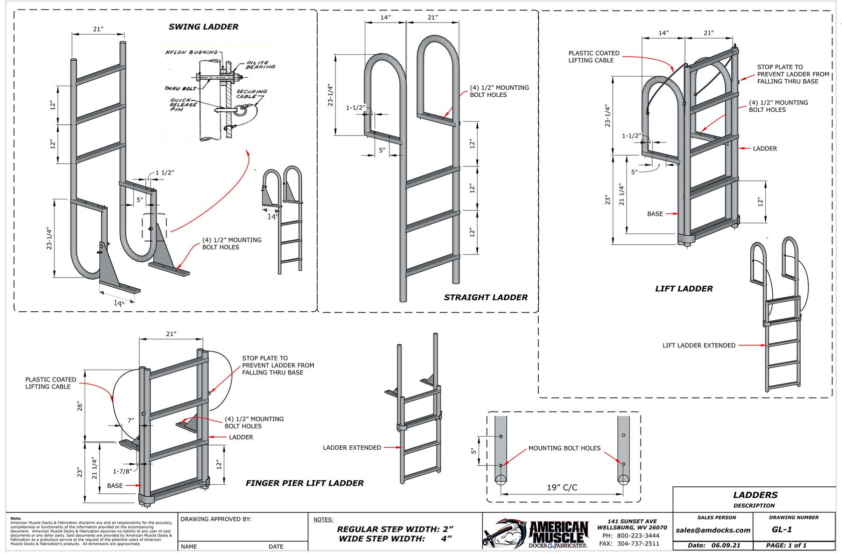 Straight Ladder - Hoop Handles - Boat Dock Accessories – American ...